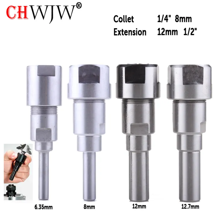 CHWJW 1 pc 1/4" 8mm 12mm 1/2" Shank Router Bit Extension Rod Collet ...