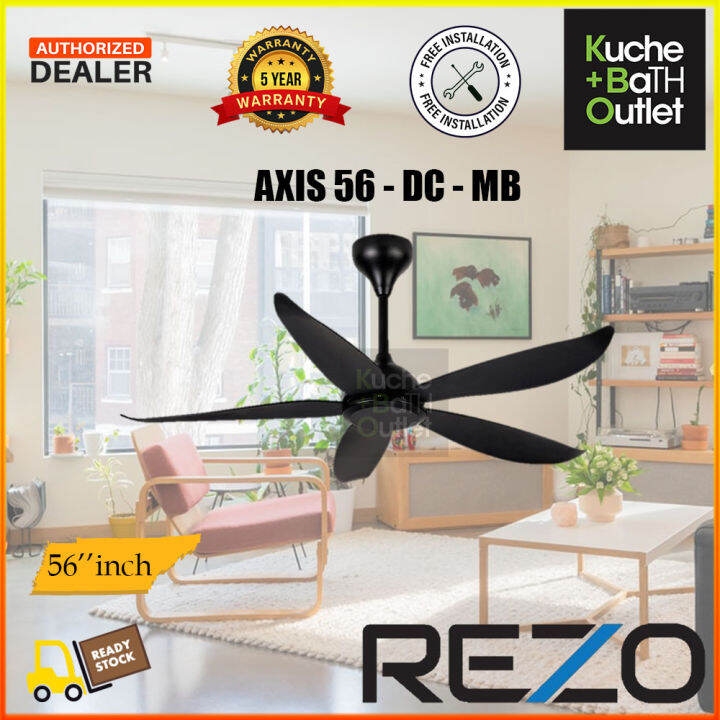 REZO AXIS-56-DC-MB-5B DC MOTOR 5 BLADES CEILING FAN MATT BLACK | Lazada