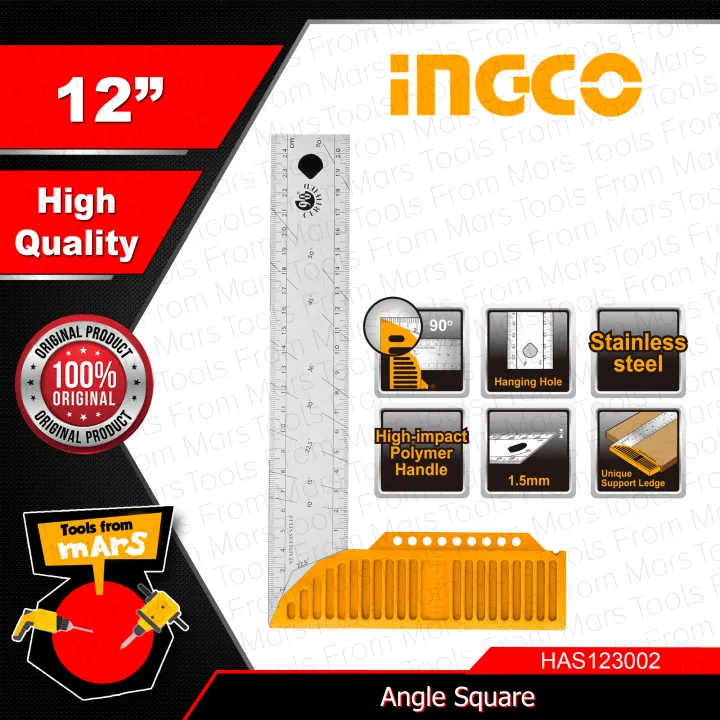 INGCO Angle Square 12 (300mm) HAS123002 •TOOLS FROM MARS• IHT | Lazada PH