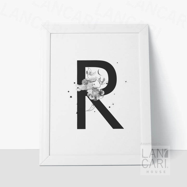 Inisial Frame R Dekorasi Nama Wedding Name Sign Flowers Hiasan Bingkai ...