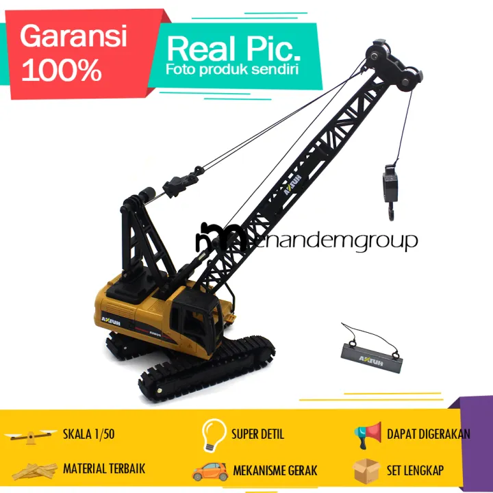 Huina Diecast Truk Alat Berat Crane Excavator Metal 1/50 Besi Super ...