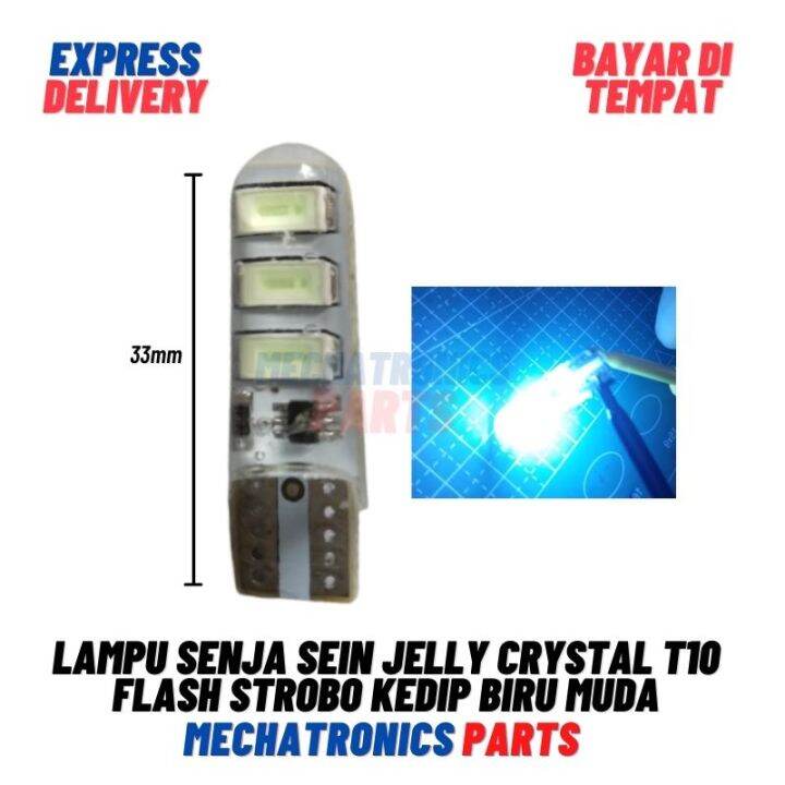 [DSP-9387] LAMPU SENJA LAMPU SEN JELLY CRYSTAL LED T10 FLASH STROBO KEDIP BIRU MUDA | Lazada ...