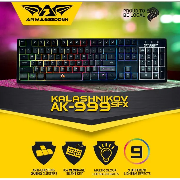 HOT SALE Armaggeddon Kalashnikov AK-999 SFX Spill-Proof RGB Gaming ...
