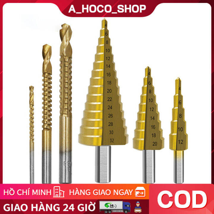 COD mũi khoan khoét lỗ đa năng,Mũi khoan hình nón thép HSS phủ titan cỡ 4-12/20/32mm tiện dụng ...
