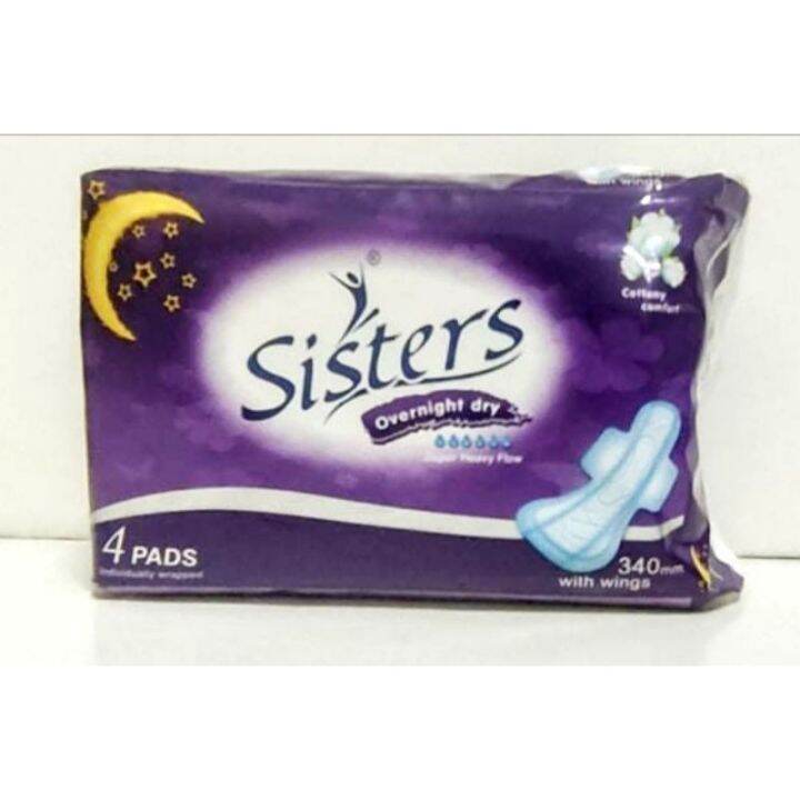 Sisters overnight dry super heavy flow with wings 340mm (4 pads ...