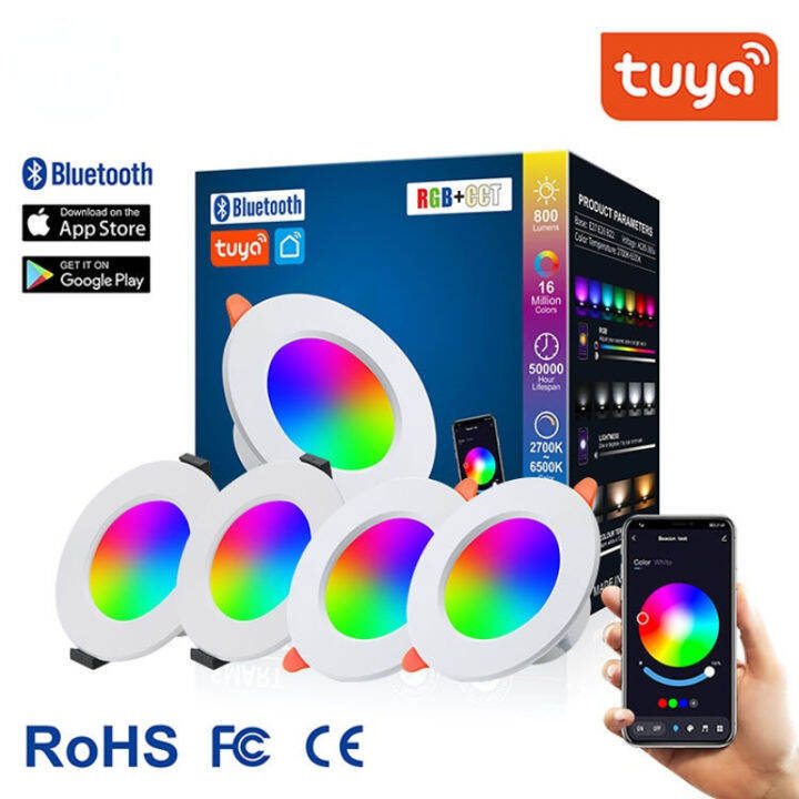 LED Downlight WiFi TUYA Smart Life Dimmin โคมไฟบลูทูธควบคุม RGB เพดาน ...
