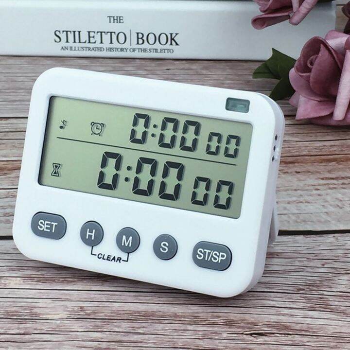 WUGMB4 Vibration Kitchen Timer Dual screen Cooking Timer LCD Countdown ...