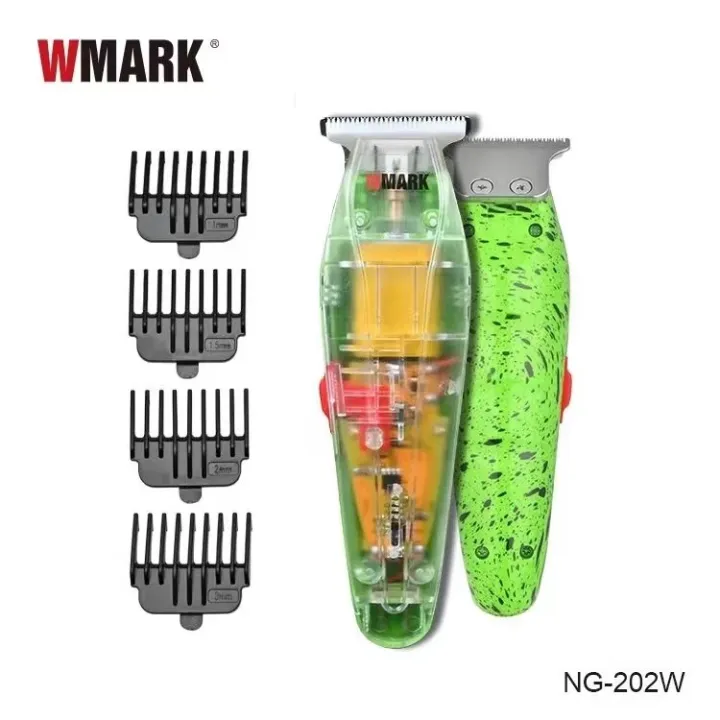 WMARK NG-202W fully transparent barber scissor green bottom carving ...