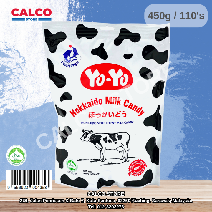 450g/110's Twinfish Yu-Yu Hokkaido Style Chewy Milk Candy Gula-Gula Susu Kenyal Gaya Hokkaido ...