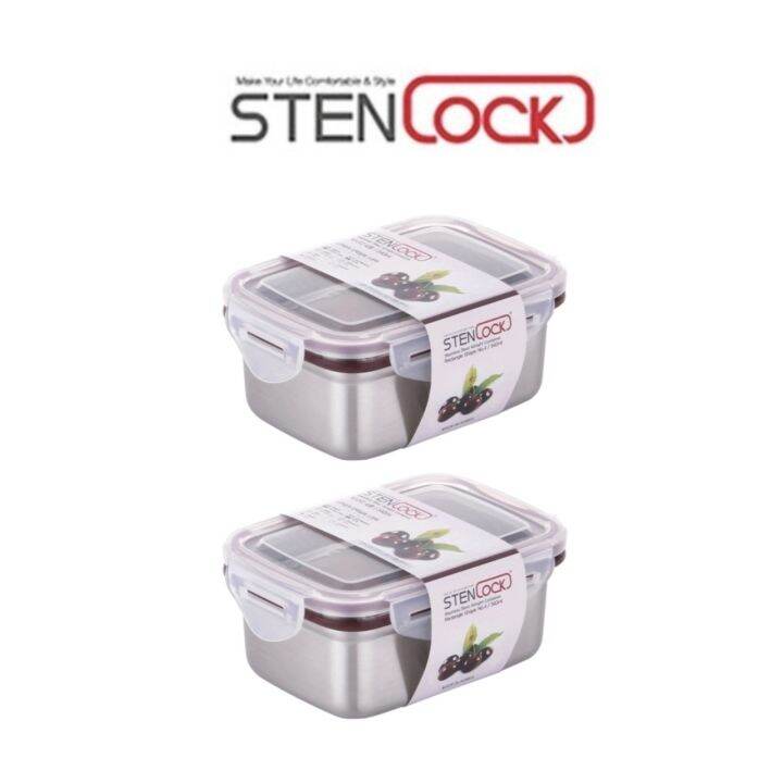 Stenlock Classic Stainless Steel Sealing Container Rectangular No.4 540ml twin pack | Lazada