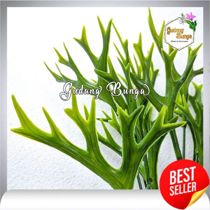 Daun Tanduk Rusa Artificial Tiruan Cabang 5 Aksesoris Rangkaian Bunga ...