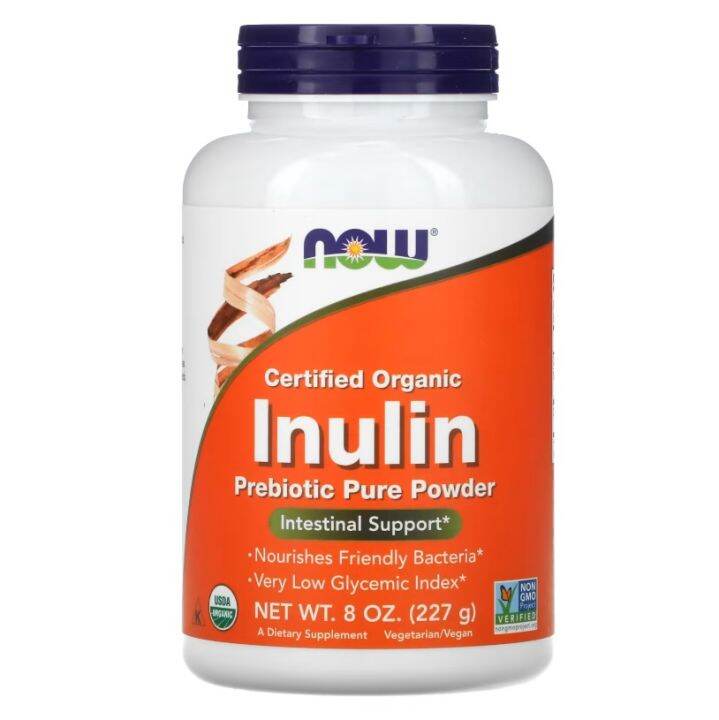 NOW Foods, Certified Organic Inulin, Prebiotic Pure Powder, Fiber ...