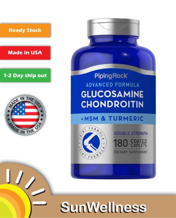 Ready Stocks Advanced Double Strength Glucosamine Chondroitin MSM Plus Turmeric, 180 Coated ...