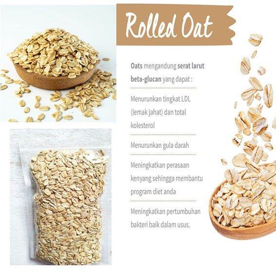 Rolled Quick Oats / Rolled Oat Cacah Gandum Utuh MPASI Bayi 100 GRAM ...