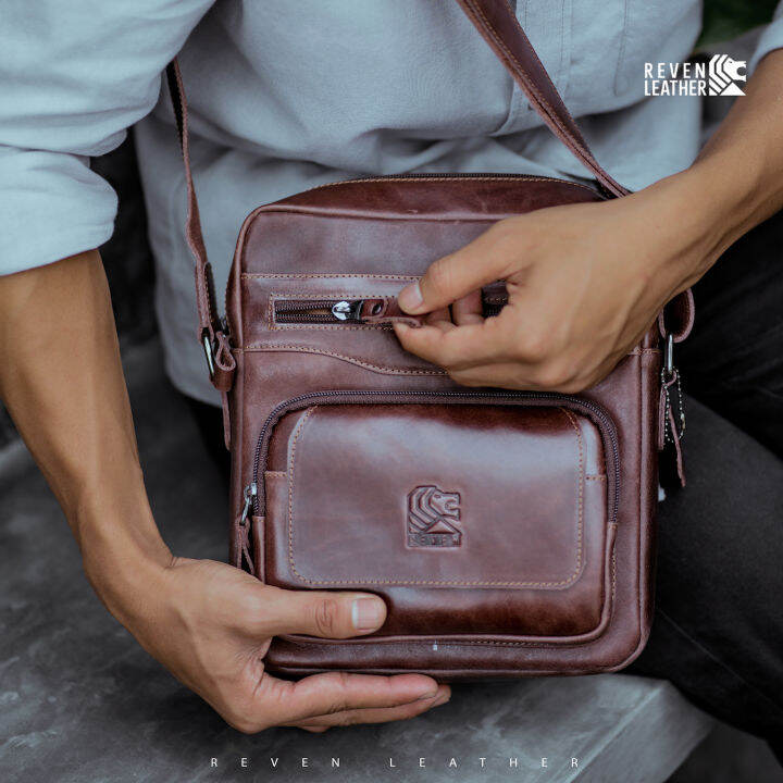Tas Pria Selempang Kotak Kulit Sapi Jenis Pull Up Bergaransi Simpel ...