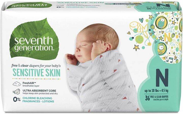 Seventh Generation Free & Clear Unbleached Diapers - Newborn - 1 Pack ...