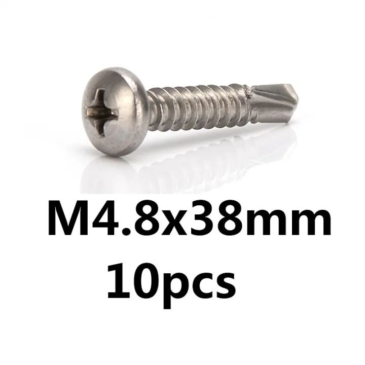 Ready Stock 304 Stainless Steel Phillips Pan Round Head Drilling Tail Self-Tapping Screw M4.2 M4 ...
