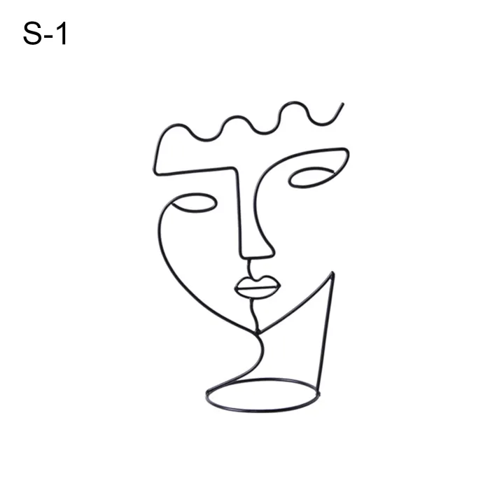 Microgood รูปแกะสลักนามธรรม,เหล็กอิเล็กโทรดแบบกลวงรูปทรงใบหน้ามีสไตล์ชั้นวางเครื่องประดับศิลปะ ...