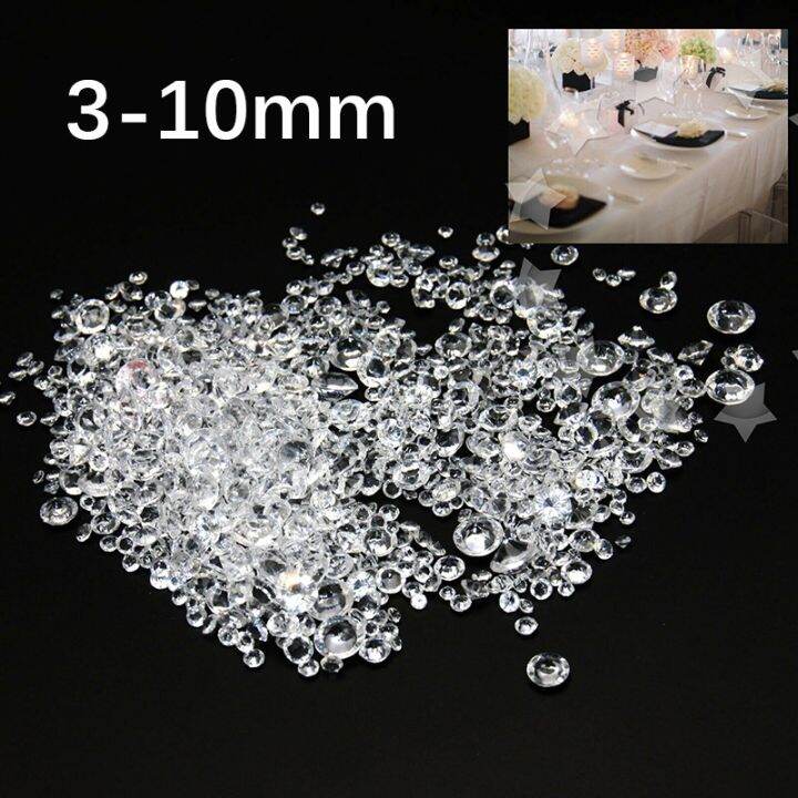 1000* 3-10mm Artificial Diamonds Fake Crystals Clear Gemstone Acrylic ...