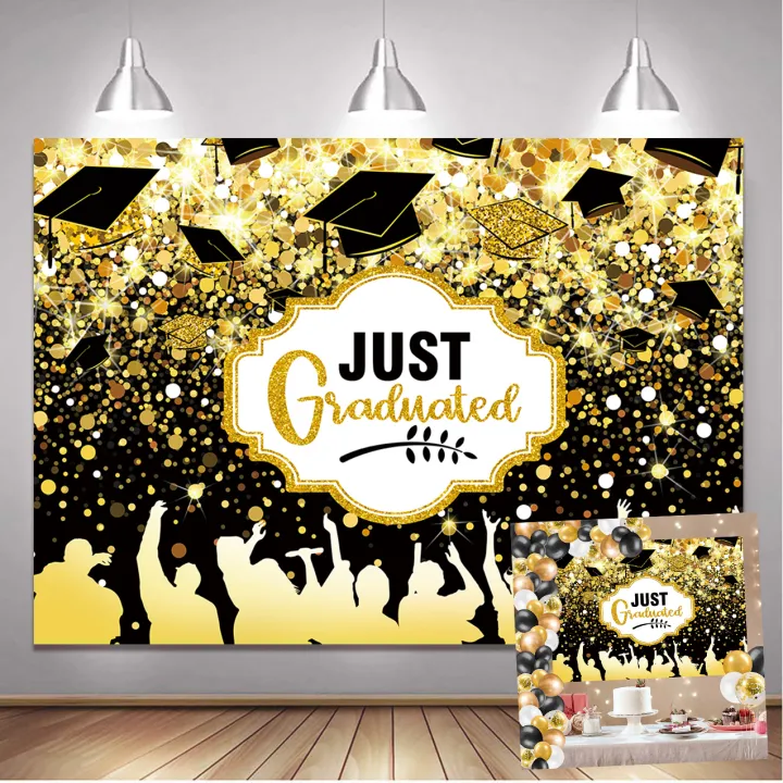 Graduation Season Background Golden Graduation Party Prom Decoration ...