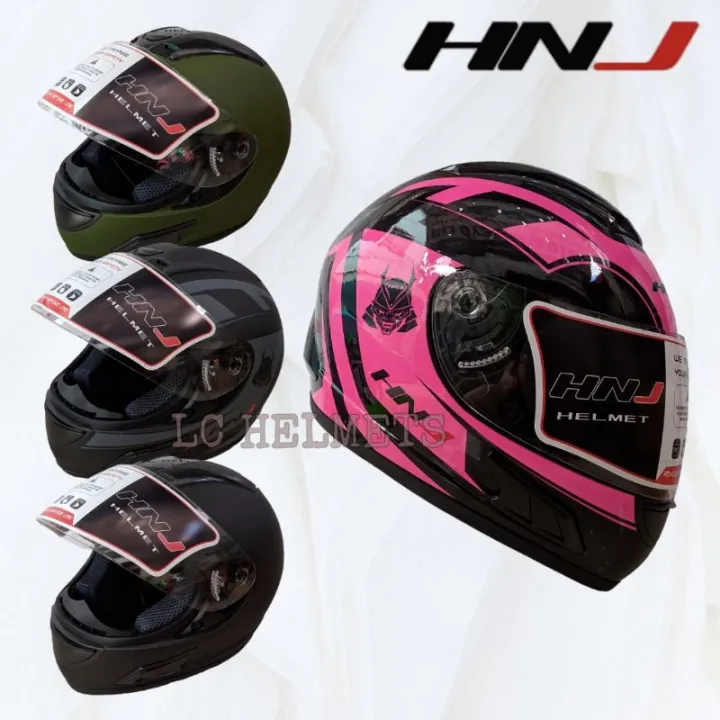 HNJ Full Face Helmet Matte Black PINK GREY | Lazada PH