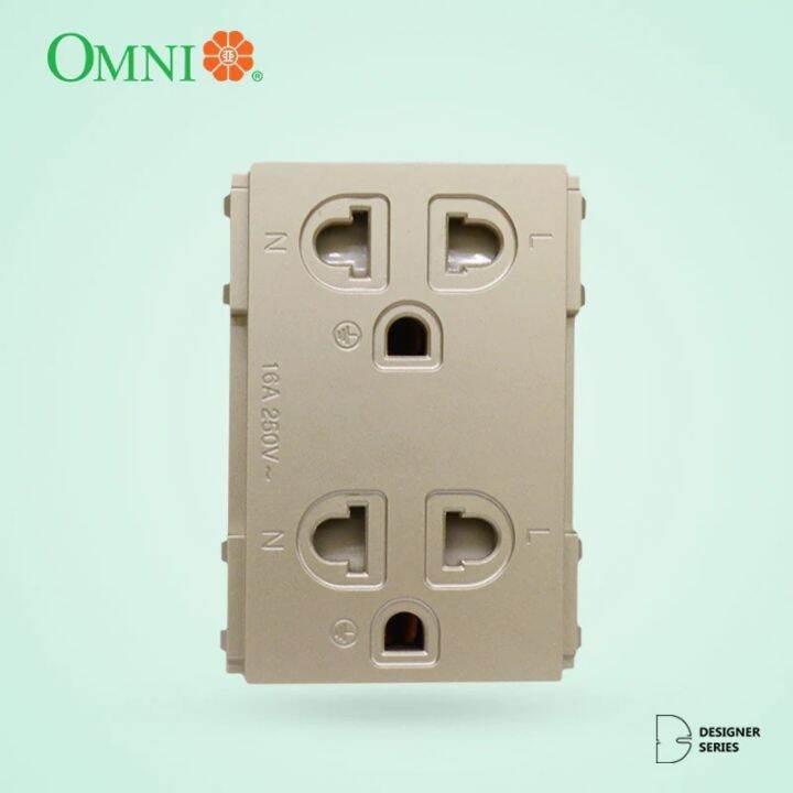 OMNI Duplex Universal Outlet with Ground & Shutter 16A Designer Series ...