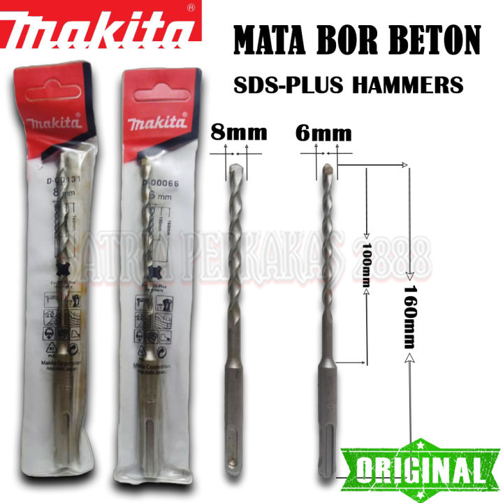 Original Mata Bor Beton Sds Makita Asli Masonry Drill Mata Bor Tembok Ukuran 6mm X 160mm