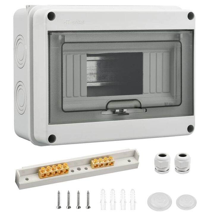 Outdoor Waterproof Distribution Box Surface-Mounted 1Row 8 Modules,IP65 ...