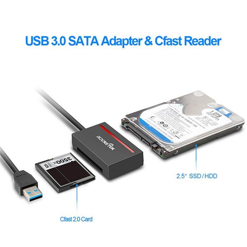 Rocketek CFast 2.0 Reader USB 3.0 to SATA Adapter CFast 2.0 Card and 2. ...