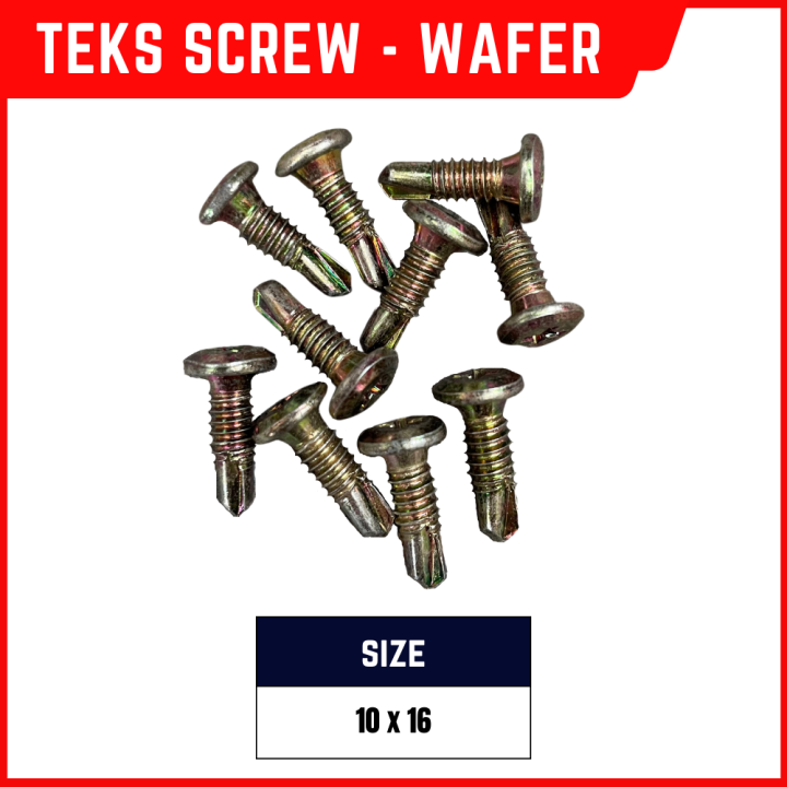 100pcs Teks Screw Wafer / Button Head Self Drilling Screw for Metal 10 x 16mm (TS1016WA-100pcs ...
