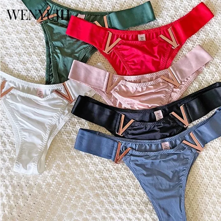 Sexy Women Panties V Shaped Metal Decoration Underwear Sports Hip