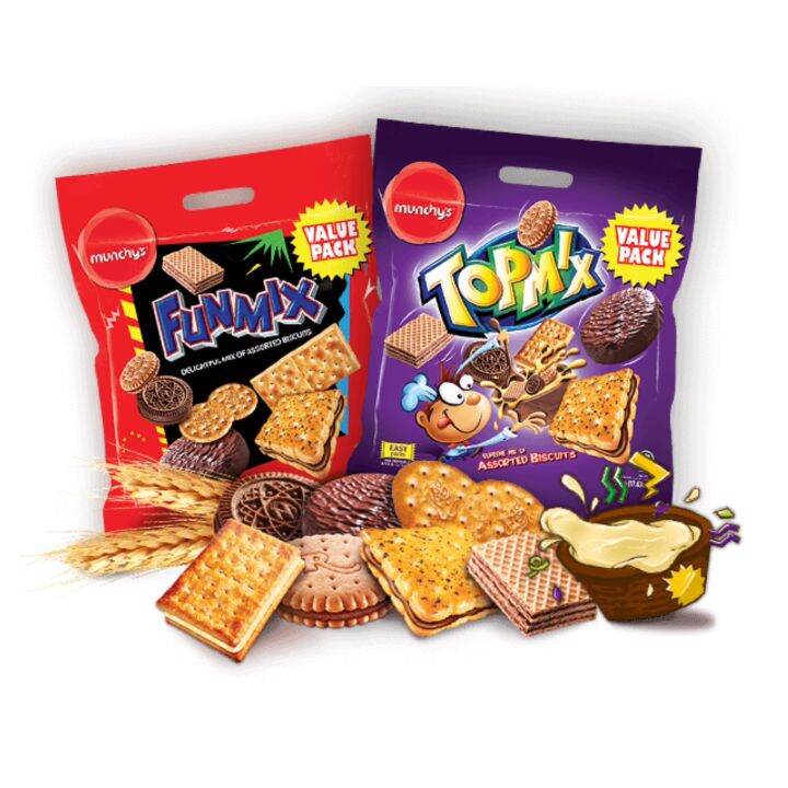 มันชี่ส์ บิสกิตรวมรส | Munchy's FUNMIX & TOPMIX Assorted Biscuits 500g | Lazada.co.th