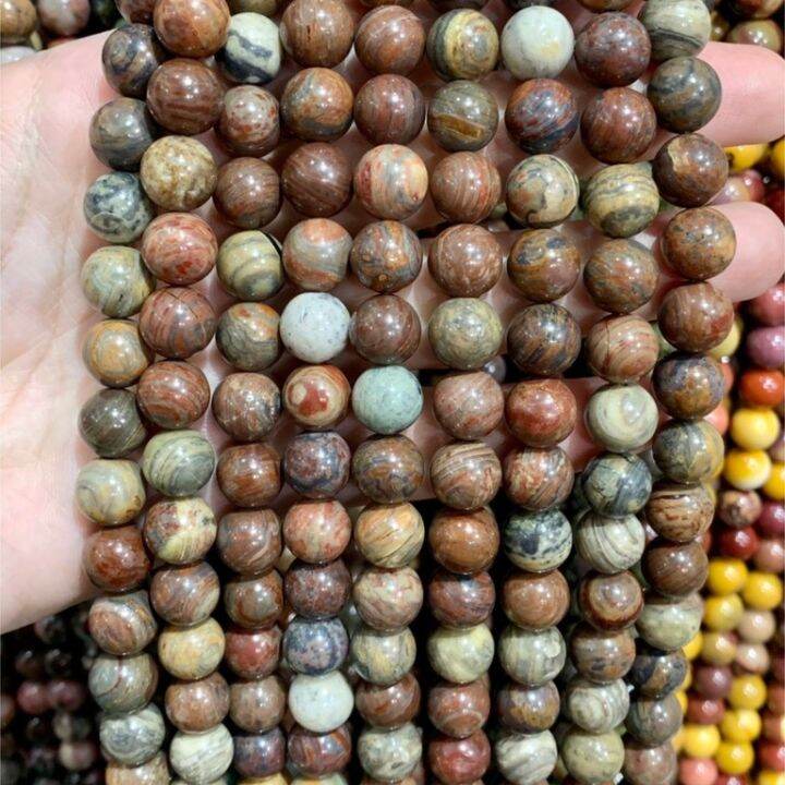 แจสเปอร์ ดอกไม้ Flower Jasper เส้นยาว (เกรด A) *หินแท้ หินธรรมชาติ ...