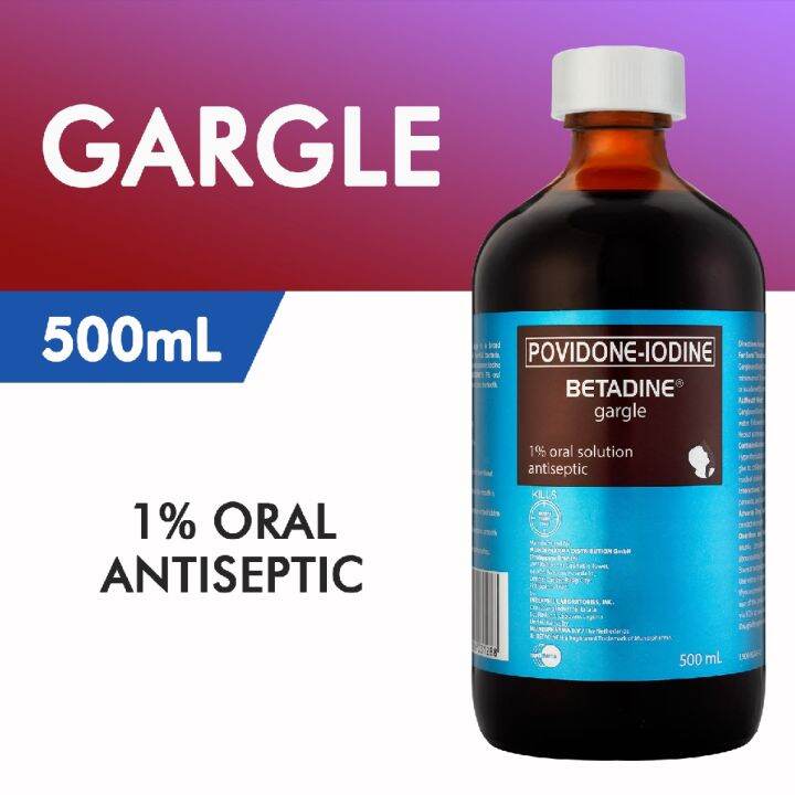 Betadine Gargle Povidone Iodine 1% Mouth Oral Antiseptic Solution 500ml ...