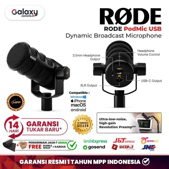 Microphone Rode PodMic USB Mic Pod Mic Broadcast Garansi Resmi | Lazada Indonesia