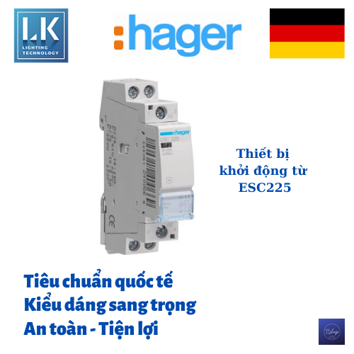 [GIÁ GỐC CHÍNH HÃNG] KHỞI ĐỘNG TỪ 25A 2NO 230V HAGER - Thương hiệu: Đức. Model: ESC225 {GIÁ GỐC ...