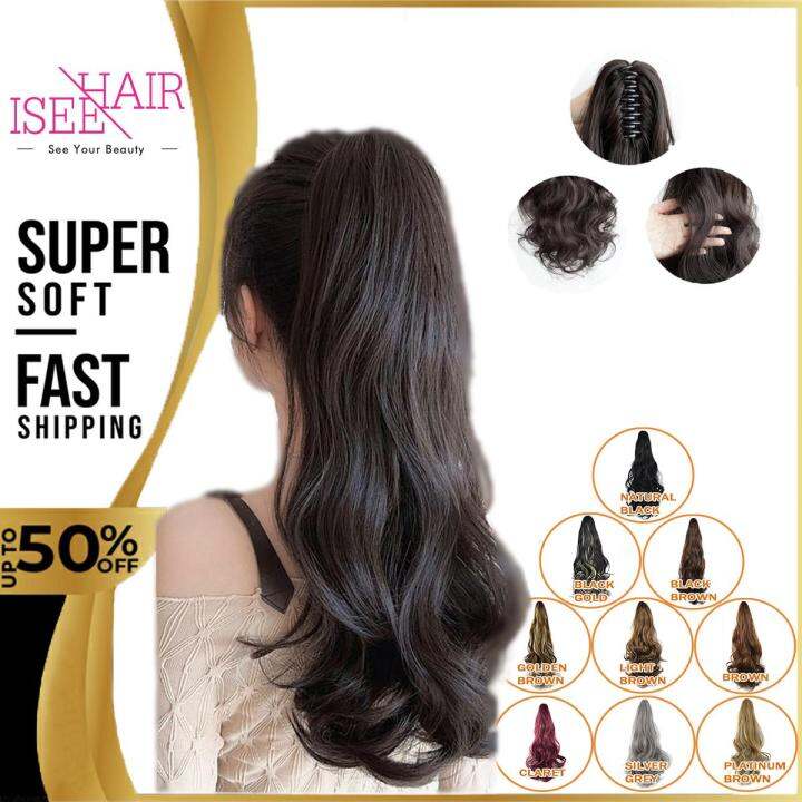 Wig Ponytail Female Mid-length Fake Ponytail Clip-on Curls Ponytail ...