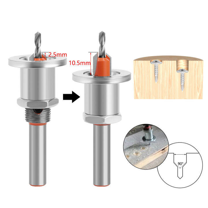 8mm Shank HSS Countersink Drill Bit Woodworking Router Bit set Milling ...