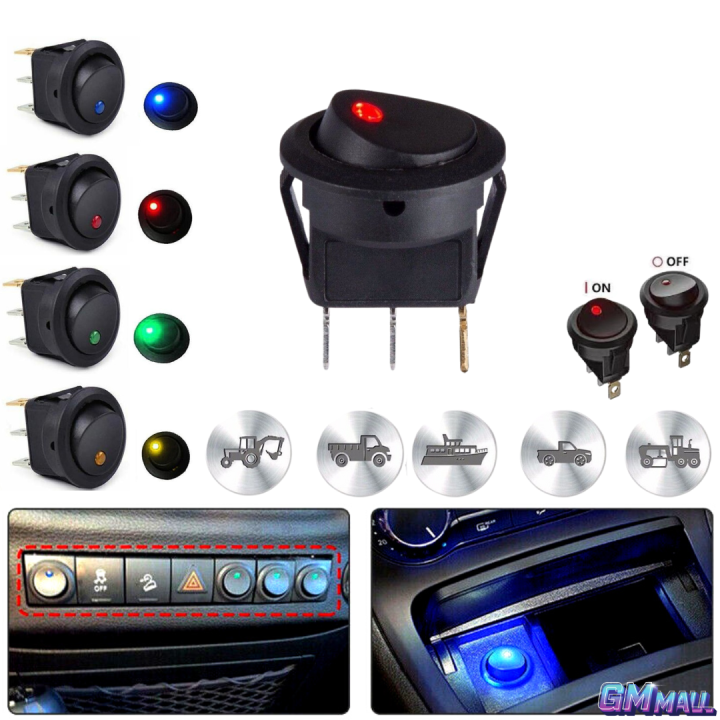 LED ROCKET SWITCH 3 Pin On-Off Dot Round Switch Round button Car ...