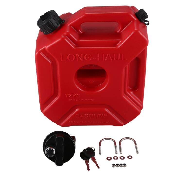 Lockable 5L Fuel Tanks Plastic Petrol Cans Car Mount Motorcycle ...