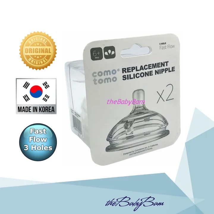 Comotomo Replacement Silicone 6m+ Fast Flow Nipples ( 2pcs/pack ) 3 ...