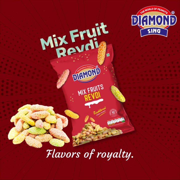 ขนมกาลาแมร์กลิ่นผลไม้รวม Diamond Mix Fruits Revdi (Mixed Fruit ...