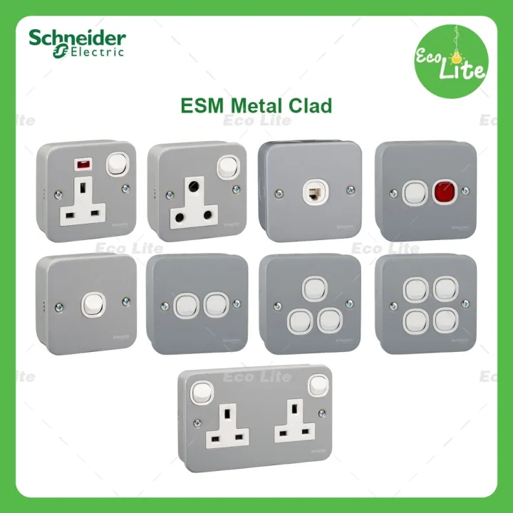 [FULL RANGE] SCHNEIDER ESM METAL CLAD SERIES SWITCHES & SOCKETS | Lazada