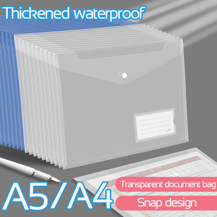 Transparent snap file bag a4 a5 pp plastic student file storage bag ...