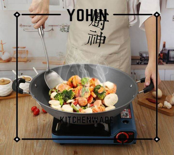 Manganese Titanium Wok With Stainless Steel Lid/ Kuali/ 钛锅炒锅 | Lazada