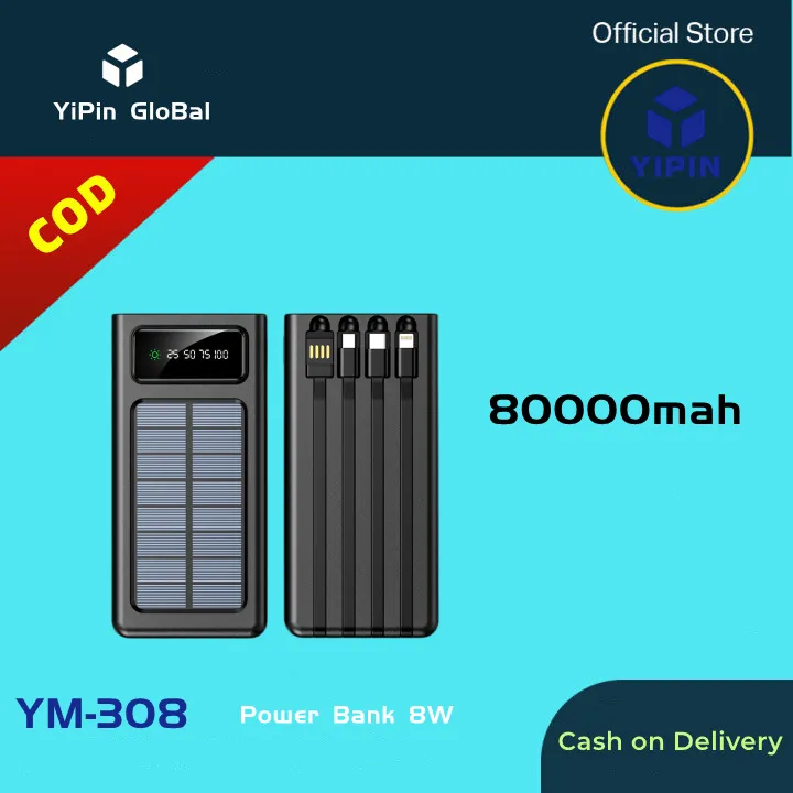 YM-308 Solar Power Bank 8W powerbank 80000mah 2022 new pattern Support apple, Android, Samsung ...