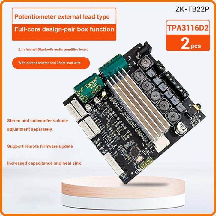 ZK-TB22P 2.1 Channel Bluetooth Audio Amplifier Board TPA3116D2 50W+50W ...