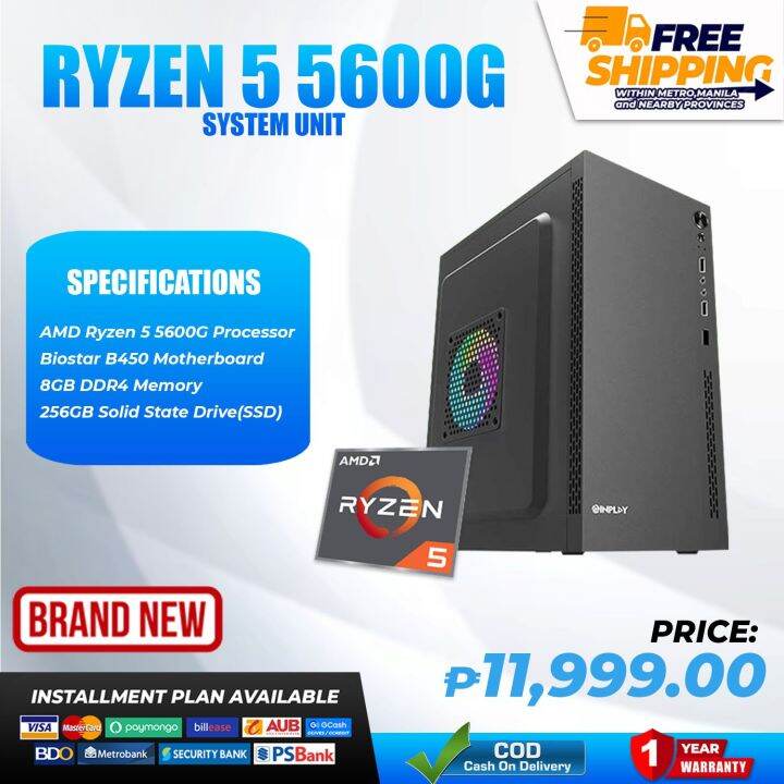 BRANDNEW System Unit CPU YGT standard Casing-AMD Ryzen 5 5600G 3.9ghz ...