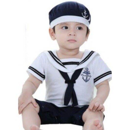 Baby Sailor Costume Set With Hat Suit Grow Baby Girl Costume Baby Boy ...