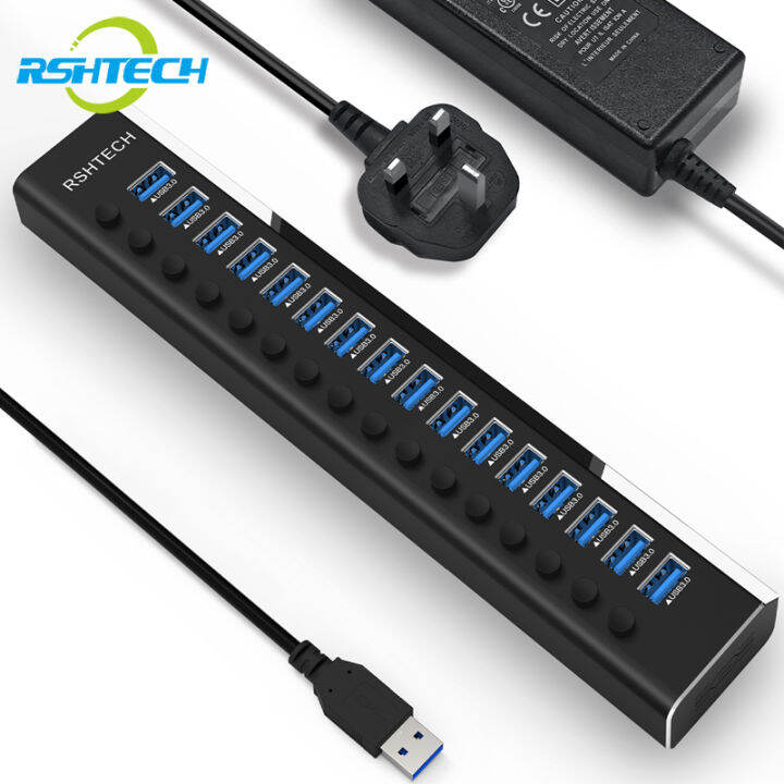 RSHTECH A16 Powered USB Hub 16 Ports 100W USB 3.0 Data Hub Aluminum USB ... RSHTECH A16 Powered USB Hub 16 Ports 100W USB 3.0 Data Hub Aluminum USB ...